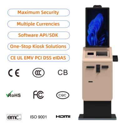 China Self Service Bill Payment Foreign Currency Exchange Kiosk Machine Cash Coin Dispenser SDK Floor Standing for sale
