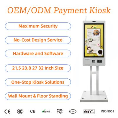 China Restaurant Self Checkout Kiosk Capacitive Touch Screen Self QR Scanner Card Reader Ticket Printer Ordering Payment Kiosk for sale