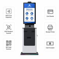 China Hotel Hospital Check in Kiosk Self Service Touch Screen Card Dispenser Passport Scanner Ticket Printer Cash Acceptor Payment Kiosk for sale