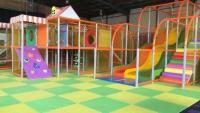 China Kids Theme Park Plastic Playground with Small Size Slide Net and Trampoline Element Playground Equipment in Indoor Playground for sale