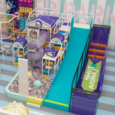 China 3-12years Durable Bettaplay Colorful Nighty Castle Kids Small Playground Indoor Equipment with Rainbow Net and Trampoline for sale