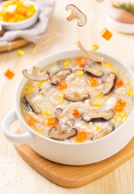 China Mushroom Chicken Flavor Freeze-dried Porridge Fd Instant Rice For Porridge ready to eat packaged food for sale
