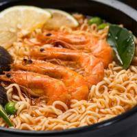 China Shrimp Thai Tom Yum Flavour Hot And Spicy Instant Noodles Wheat Flour Food for sale