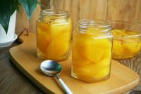 China Round Tin Canned Yellow Peach Fruit Can Middle Capacity Sweet Custom OEM Sample for sale