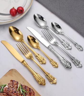 China NC888 Royal gold Cutlery Set Stainless Steel wedding Flatware Set forged  whole series for sale