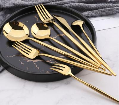 China 304 High Quality Mirror Gold Stainless Steel Cutlery NC099 Flatware Set Tableware Kitchen Items for sale