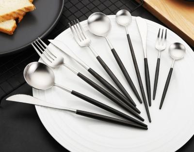 China NEWTO High-grade NC099 Black and Silver Stainless Steel Cutlery Set Flatware Set Banquet Tableware for sale