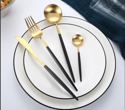 China NC099 Stainless Steel Cutlery Set with Black and Gold color Flatware Kitchen Household China supplier for sale