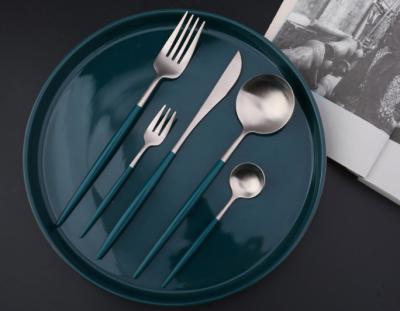 China 18/8 NEWTO Stainless Steel Cutlery Set Peacock Blue Color Wedding Flatware Set China Supplier for sale