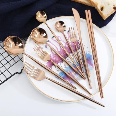 China High Quality Stainless Steel Cutlery with Rose Gold Color  Wedding Banquet Flatware for sale
