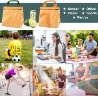 China Reusable Brown Kraft Paper Bags With Handles Tyvek Insulated Lunch Bag for sale