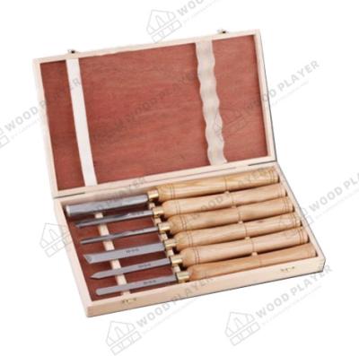 China Chrome Vanadium Steel Wood Turning Chisels Set 6Pcs 255mm Woodworking Carving Tools for sale