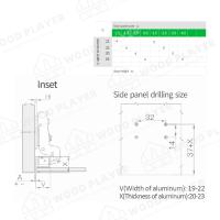 China CE 19-22mm Width Cabinet Concealed Hinges Soft Close Hydraulic Hinge for Aluminum Frame Door for sale