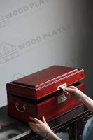 China Red Sandalwood Sanded Wood Jewelry Box 40x23x19cm Hand Portable Case for sale