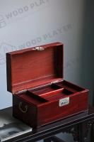 China Red Sandalwood Sanded Wood Jewelry Box 40x23x19cm Hand Portable Case for sale