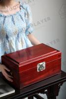 China Red Sandalwood Sanded Wood Jewelry Box 40x23x19cm Hand Portable Case for sale