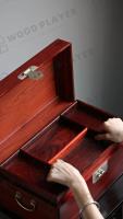 China Red Sandalwood Sanded Wood Jewelry Box 40x23x19cm Hand Portable Case for sale