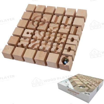 China Wooden Marble Track Building Blocks 36PCS Basic Combination Educational Ball Run Toy for sale