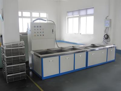 China Semi Auto 6 Tanks Ultrasonic Cleaning Line 20kHz Automatic Ultrasonic Cleaner With Large Baskets Drying for sale