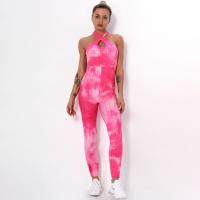 China Sexy cross-tie-dyed back yoga suit women's fitness bubble multi-colored Onesie for sale