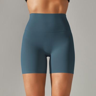China Solid color yoga shorts double-side sanding tight high-waisted stretch sports fitness three-part yoga pants woman for sale
