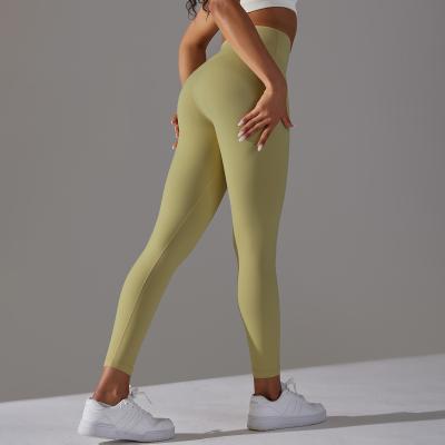 China Double-sided sanded nude feeling breathable yoga pants nine minutes high waist hip lift peach tight exercise fitness pan for sale