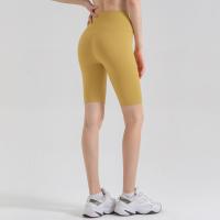China Classic spring-summer new style sanding naked sense of movement five yoga pants women's running fitness shorts no embarr for sale