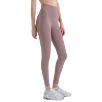 China Skin-friendly new style naked sense of hair yoga pants without embarrassment line high waist hip stretch fitness exercis for sale