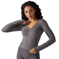 China Seamless knitting sports thread tight solid color breathable short-sleeved running fitness yoga top woman for sale