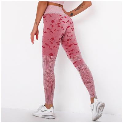 China Processing custom red seamless knitting sexy butt jacquard fast-drying yoga pants women's running fitness pants for sale