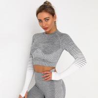China Step-by-step sports tights, speed training running yoga belly button exposed seamless long sleeves for sale