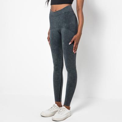 China European and n style retro wash yoga pants, seamless fitness pants, tight stretch training pants for sale