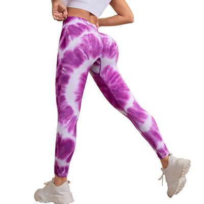 China Seamless tie-dye high waist yoga fitness pants tights woman for sale