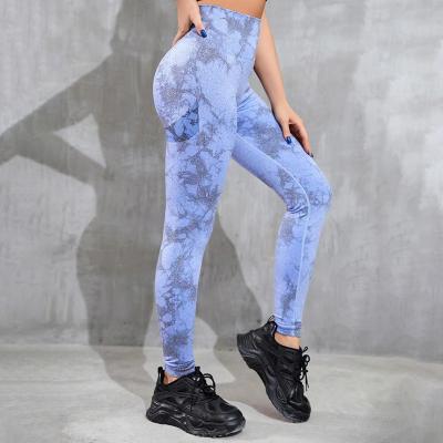 China Tie-dyed long yoga pants high waist abs for sale