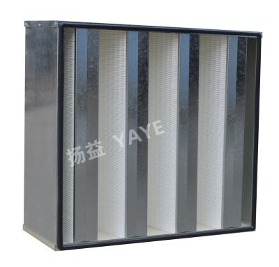 China Galvanized Frame V Bank Filters Glass Fiber HVAC Filter Replacement for sale