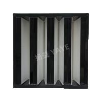 China Cleanrooms V Bank Air Filter 440Pa 12 Pleats HV Fiberglass Heater Filters for sale