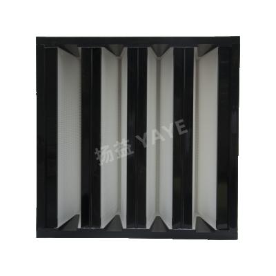 China Cleanrooms V Bank Air Filter 440Pa 12 Pleats HV Fiberglass Heater Filters for sale