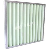 China Synthetic Fiber Material G4 Pleated Panel Filter 595x595x46mm Aluminum Frame for sale