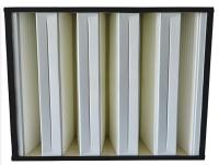 China Large Air Volume V Bank Air Filter 4 Pack Galvanized Frame HEPA Filters Easy Installation for sale