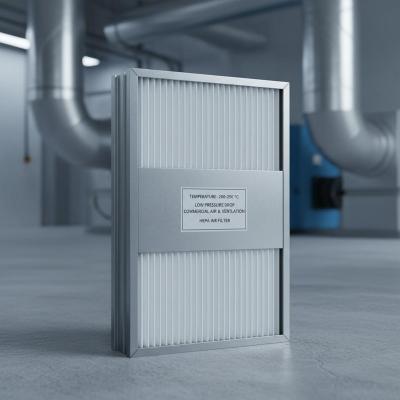 China Temperature 200-250 Celsius HEPA Air Filter Featuring Low Pressure Drop Suitable for Commercial Building Air and Ventilation Systems for sale