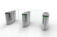 China Half Height Glass Sliding Speed Gates Turnstile With Card Reader Access Control for sale