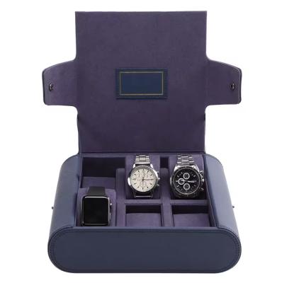 China Handmade Luxury Logo Travel Watch Box Leather Velvet Lining 6 Slots Watch Case for sale