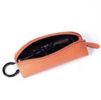 China Custom Size Soft Leather Glasses Cases Zipper Packing Eyeglasses Sunglasses Carrying Bags for sale