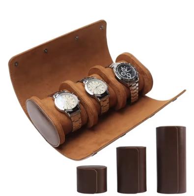 China Travel Leather Caja Para Reloj Luxury Portable Watch Box Packaging Watch Roll Case for sale