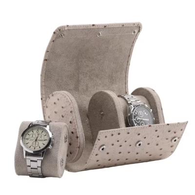 China Brand Style Stylish 2 Slot Custom PU Leather Travel friendly Men's Watch Roll Storage Box for sale