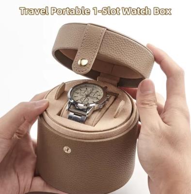 China Custom PU Leather Travel Jewelry Watch Box With 1 Slot Dual Layer Removable Tray for sale