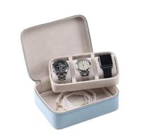 China Customized 3 Slots Leather Watch Boxes Handmade watch Storage Case With Detachable Tray for sale