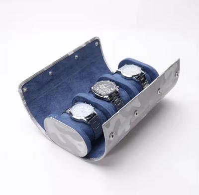China Luxury Leather Watch Boxes Personalized Travel Watch Case Roll For 3 Watches for sale