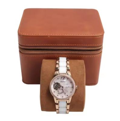 China Custom Brand Genuine Leather Watch Boxes Fully Customized Leather Watch Case Holder for sale