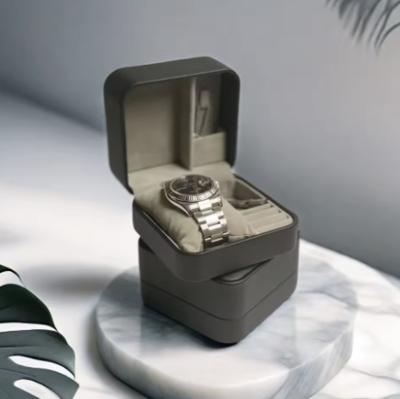 China Customizable Logo PU Leather Watch Travel Case Luxury Organizer Leather Watch Briefcase for sale